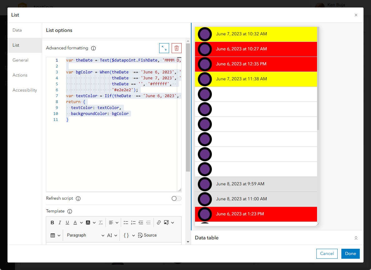 Dashboard List Advance Formatting Colors Esri Community