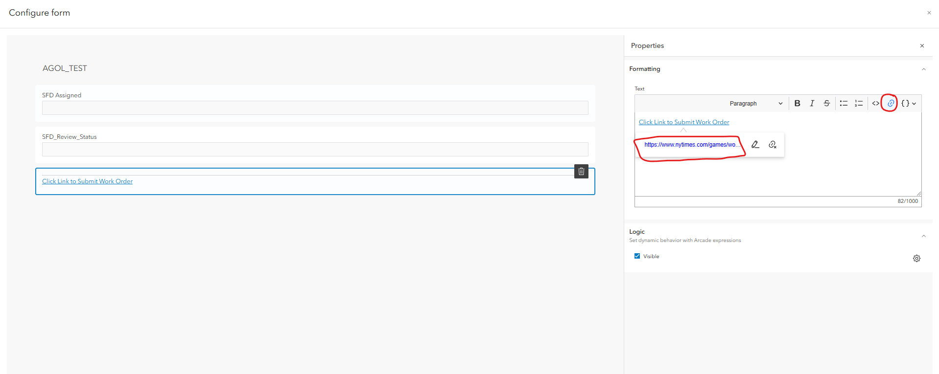 Link to URL in Info object in Form - Esri Community