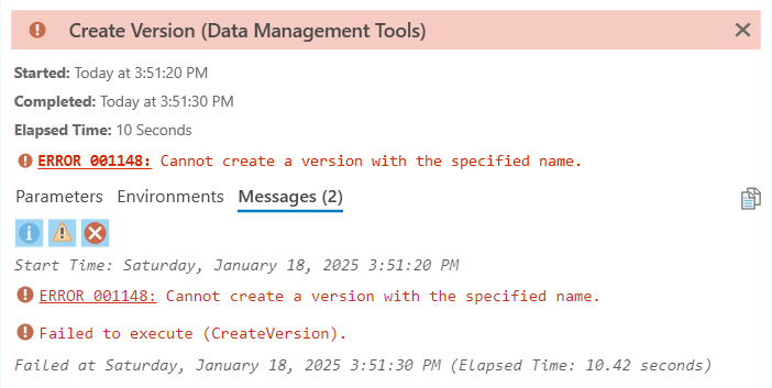 Cannot Create a Version with the Specified Name? - Esri Community