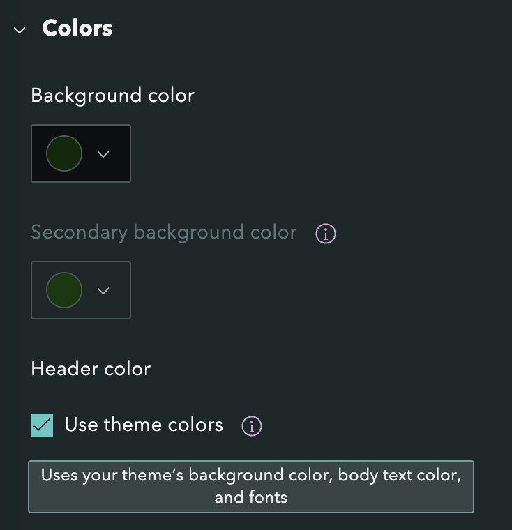 Color options for Collections header navigation - Esri Community