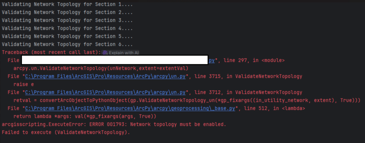 "Network topology must be enabled" error running V... - Esri Community