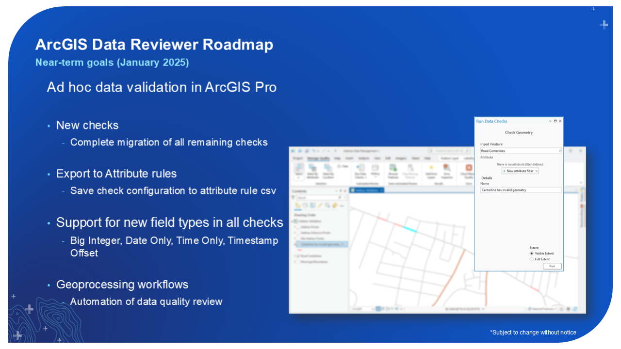 ArcGIS Data Reviewer product roadmap (January 2025)