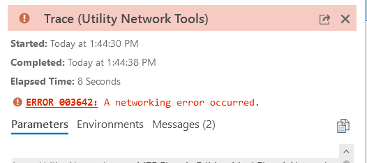Subnetwork Trace "A networking error occurred" - Esri Community