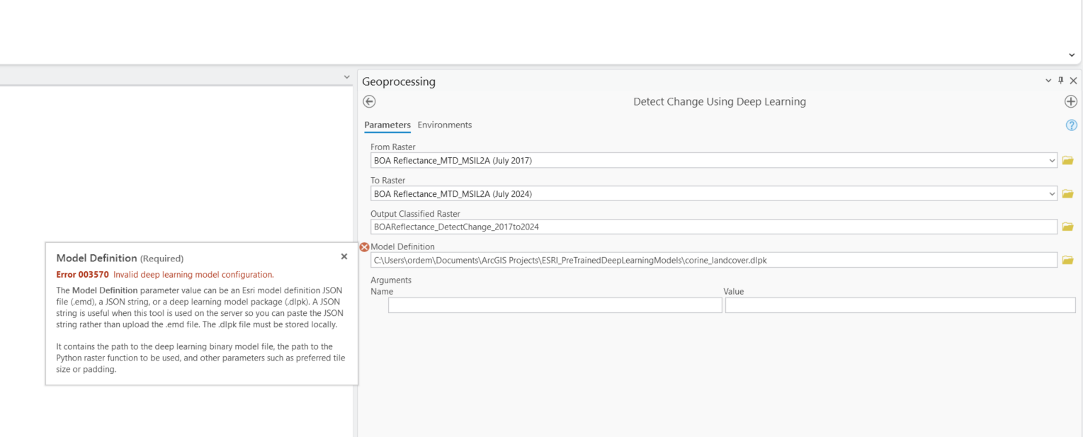 Error 003570 - Detect Change Using Deep Learning - Esri Community