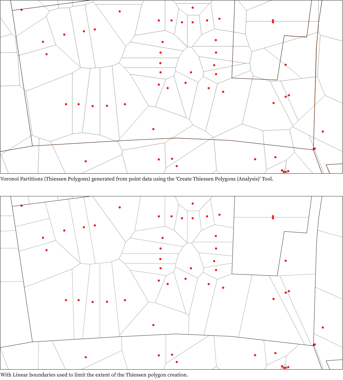 Voronoi partitions (Thiessen Polygons) with limite... - Esri Community