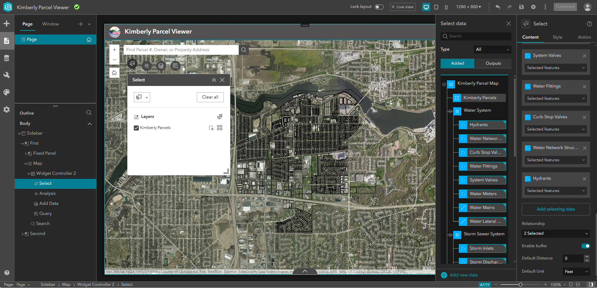 Solved: Spatial selection in Select Widget using a Buffer ... - Esri Community