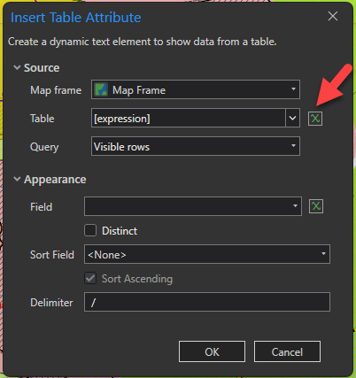 Include "Expression" option for 'Table Attribute' ... - Esri Community