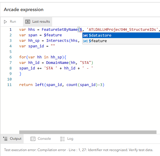 Solved: Using FeatureSetByName() $map identifier not recog... - Esri ...