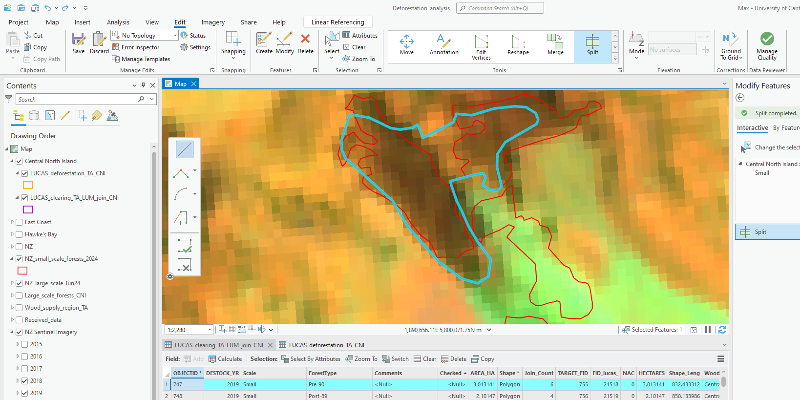Solved: reshape tool is reshaping unselected polygons - Esri Community