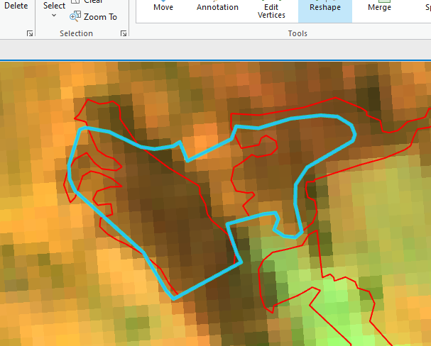 Solved: reshape tool is reshaping unselected polygons - Esri Community