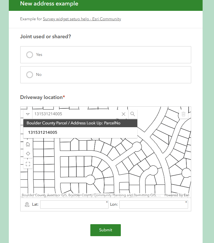 Solved: Survey widget setup help - Esri Community