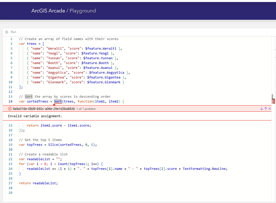Arcade Expression To Sort An Integer Field Array A Esri Community