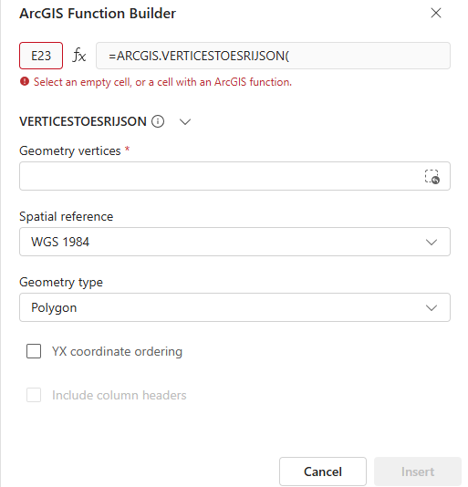 ArcGIS for Excel Function Builder - Access functio... - Esri Community