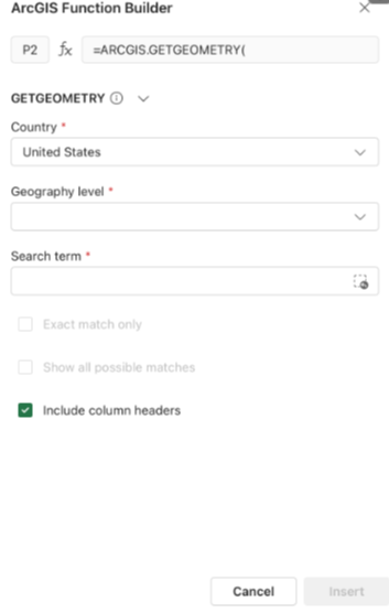 ArcGIS for Excel Function Builder - Access functio... - Esri Community
