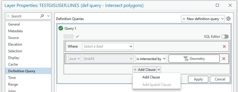 Multiple spatial definition query clauses - Esri Community