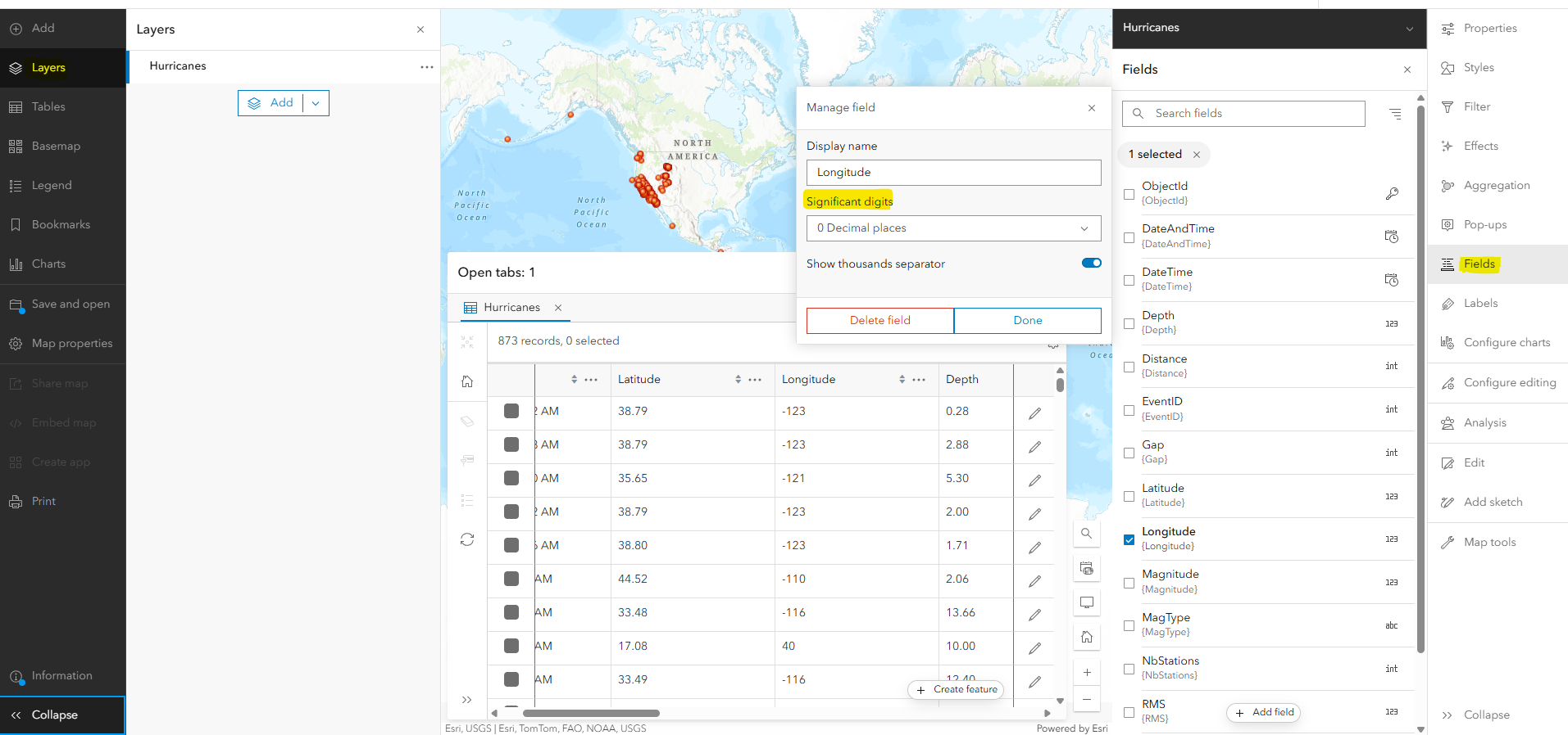 Changing decimal places in AGOL Feature Layer's ta... - Esri Community
