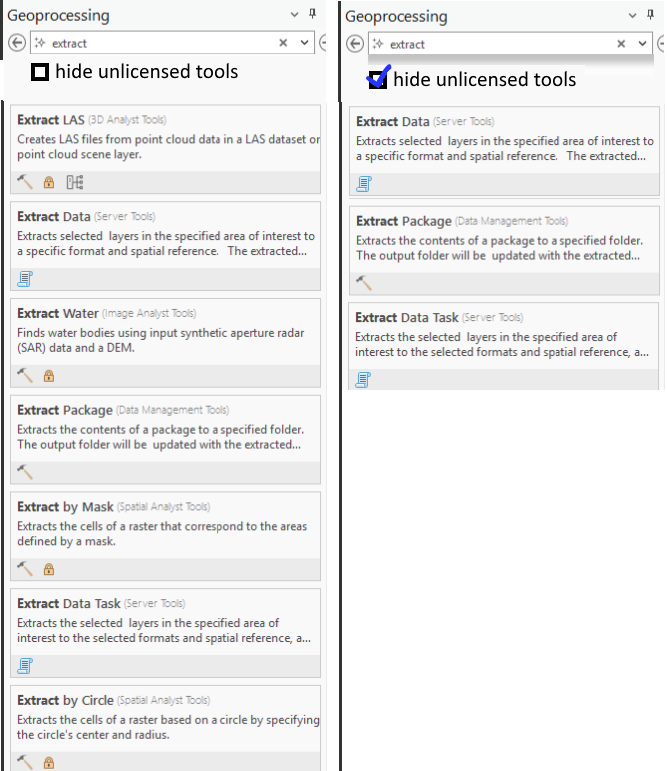 Hide unlicensed tools - Esri Community