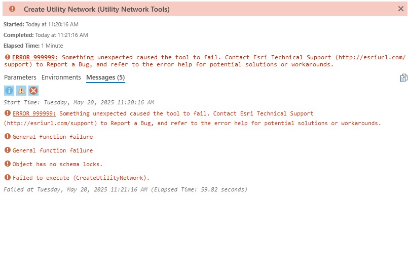 Unable to Create Utility Network using the Tool in... - Esri Community