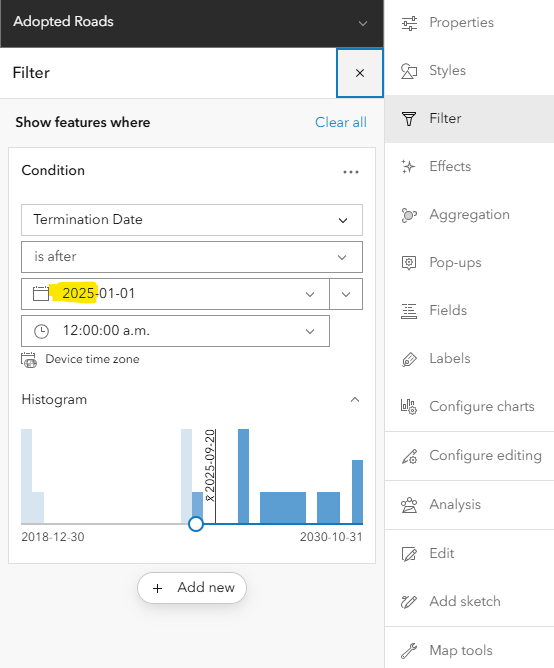Dynamic Date Filter to Show Current Year Only - Esri Community