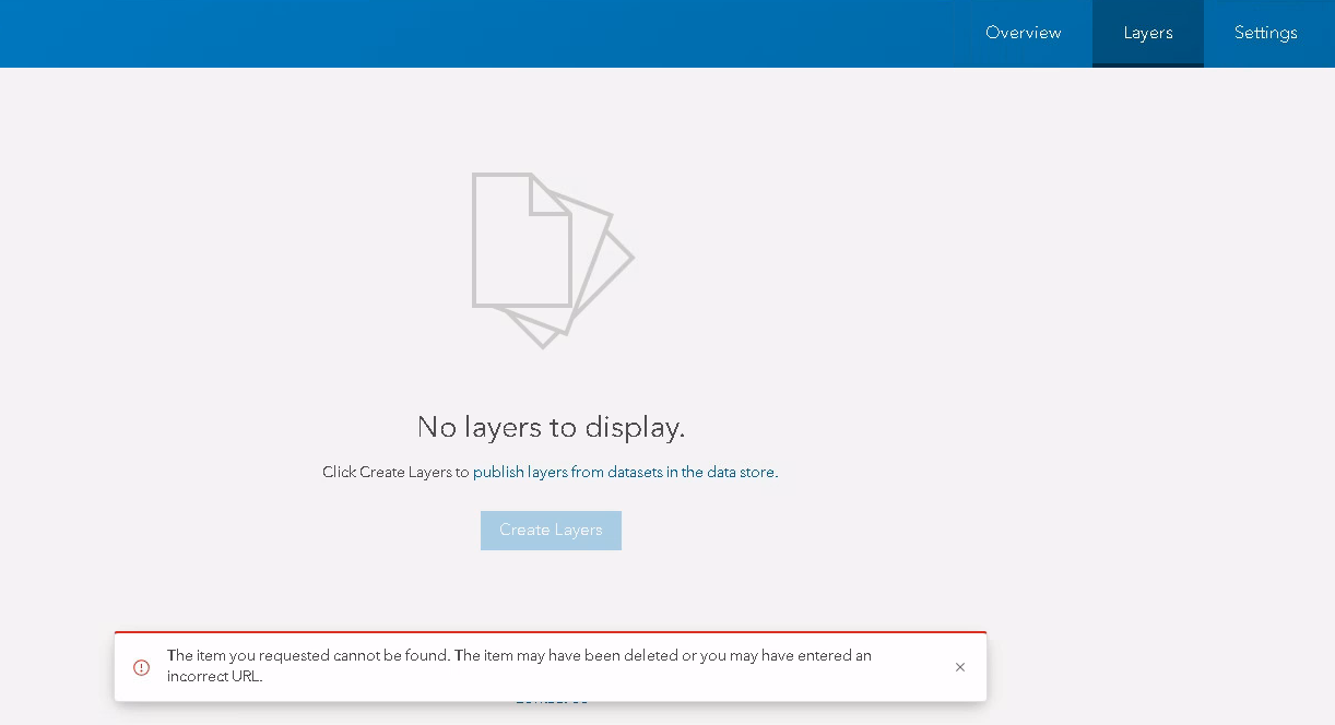 User managed Data Store item error message - Esri Community