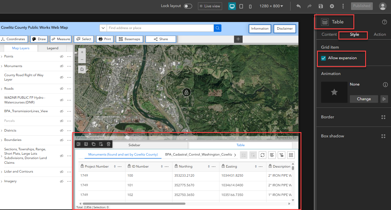 collapse / expand sidebar to show table - Esri Community