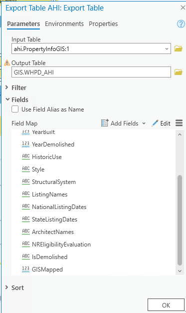 Model Export Table tool doesn't auto refresh field... - Esri Community