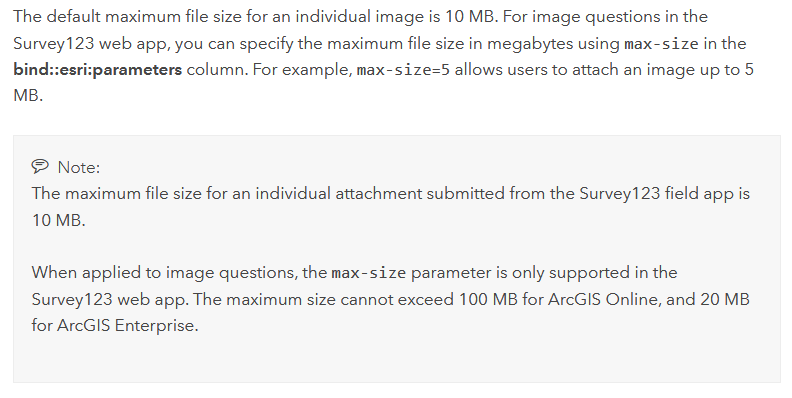 Enterprise deployment Survey123 Limiting File Size... - Esri Community