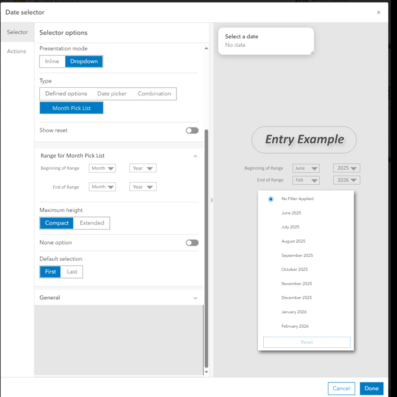 Automatic Month Selector pick list from a specifie... - Esri Community