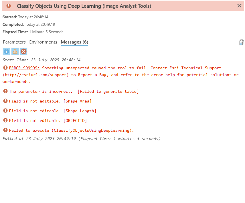 Error 999999 when using Classify Objects Using Dee... - Esri Community