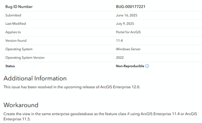 List of known bugs in releases (not yet fixed) - Esri Community