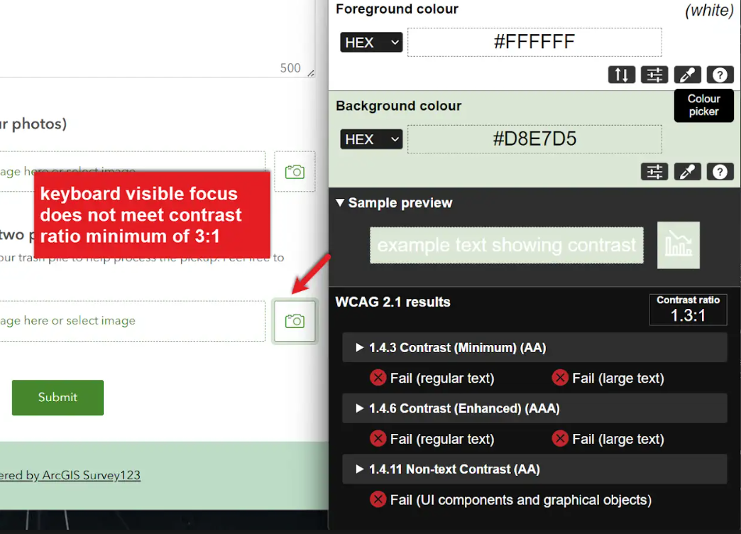 Accessibility - color contrast in Survey123 form (... - Esri Community