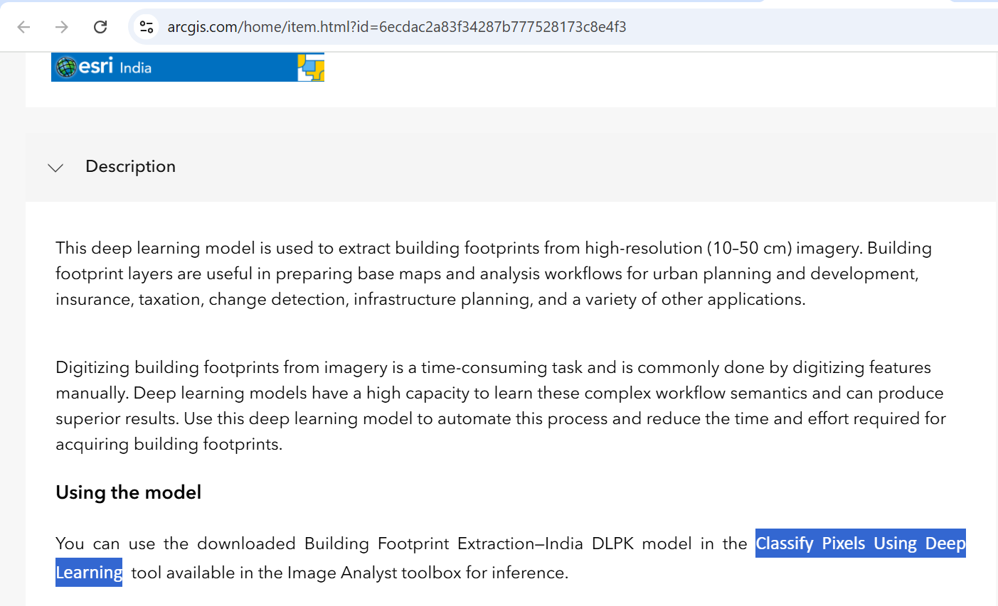 Deep Learning India dlpk is to Classify Pixels. On... - Esri Community