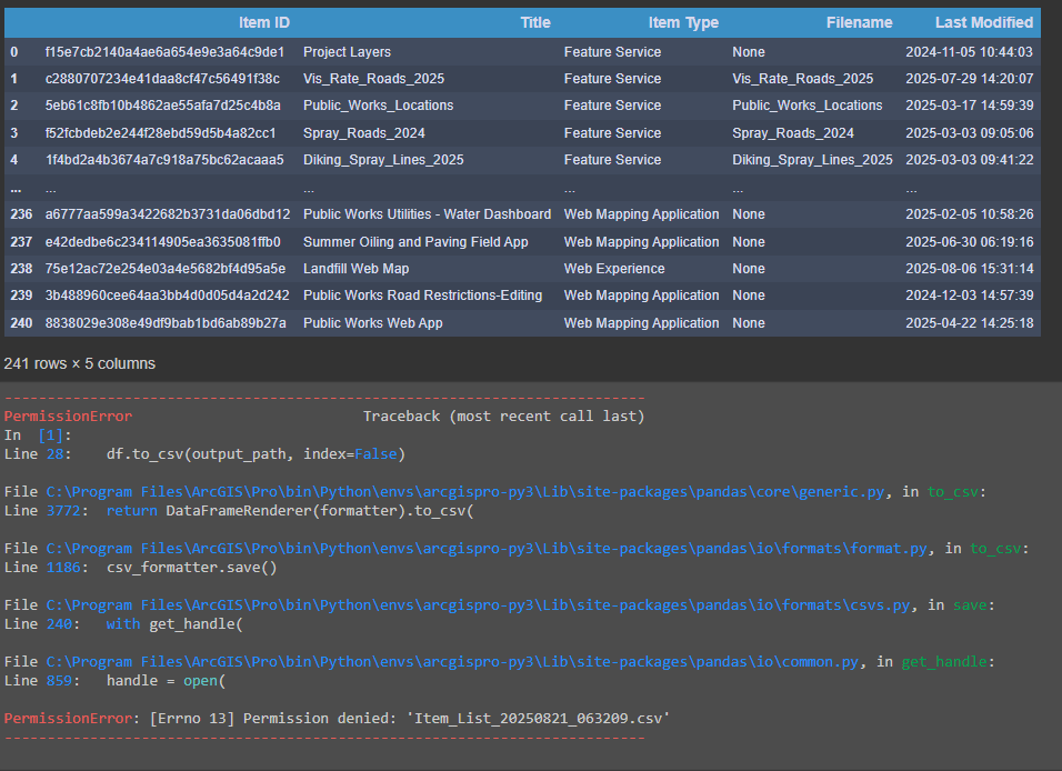 Solved: how to get all item id's for ArcGIS Online - Page 2 - Esri Community