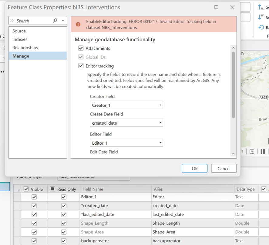 Enable Editor Tracking on table not working when f... - Esri Community