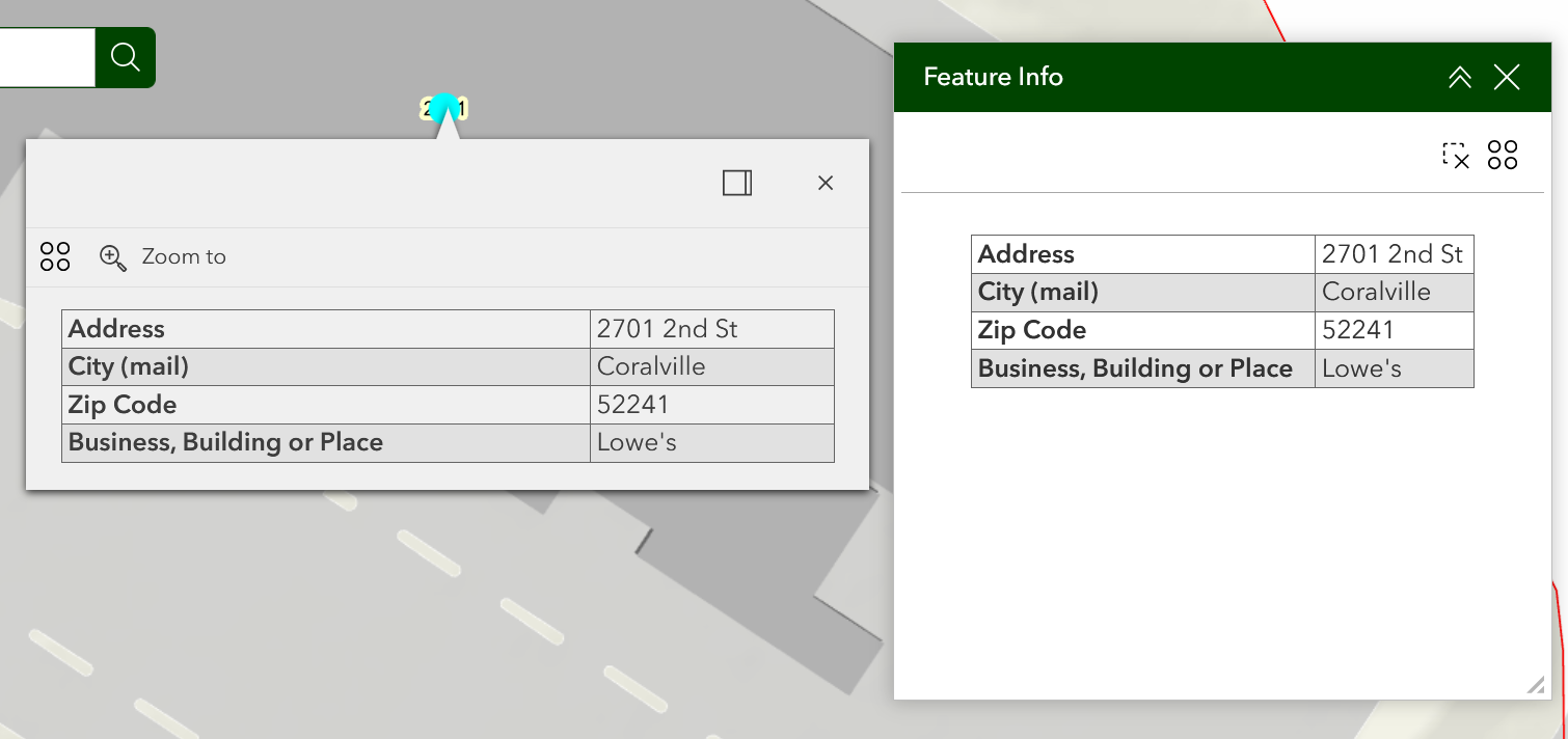 Solved: Displaying popup only in Feature Info widget. - Esri Community