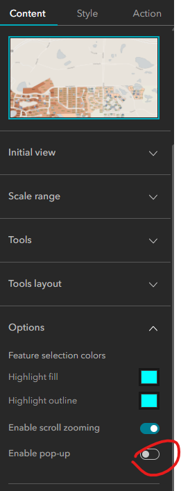 Solved: Displaying popup only in Feature Info widget. - Esri Community