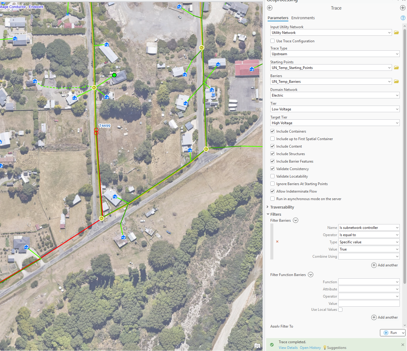 Tracing issue when tracing across tier with an add... - Esri Community