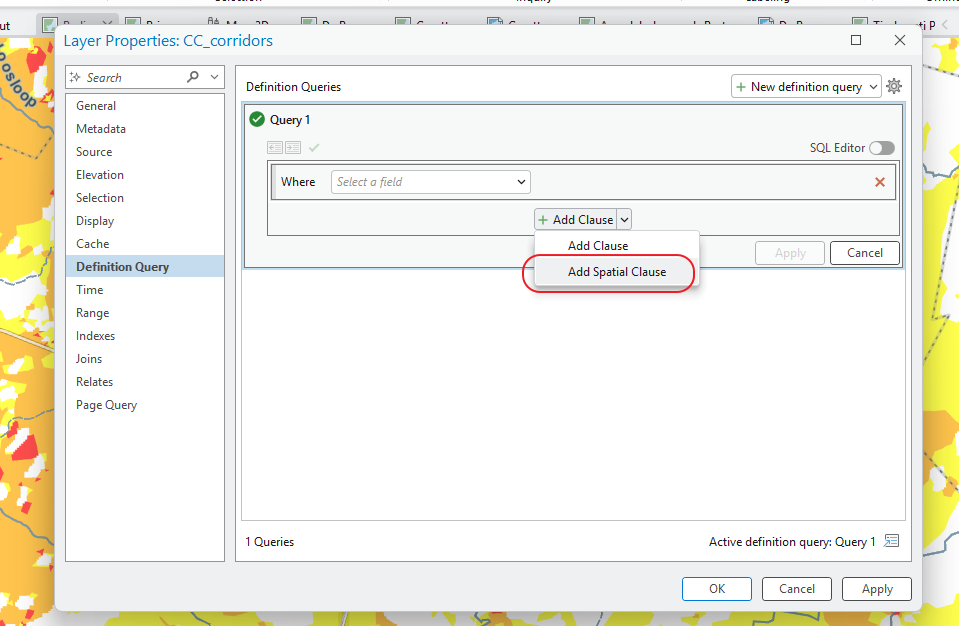 Add a spatial definition query in ArcGIS Pro - Esri Community