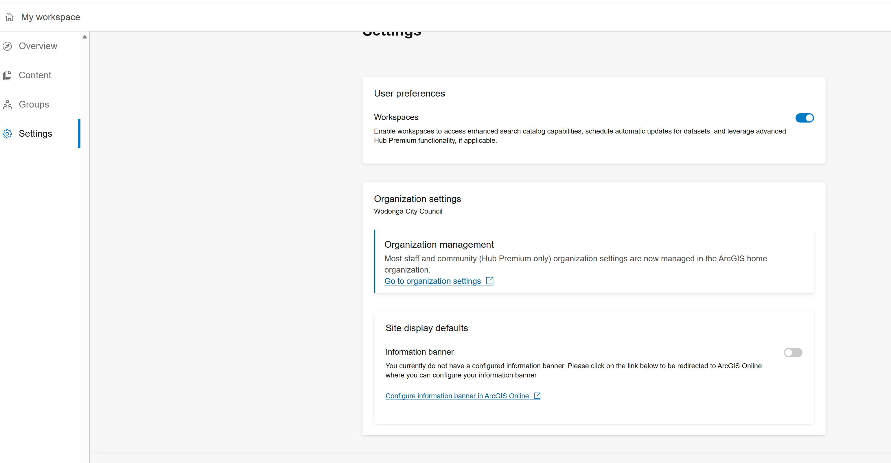 Information banner not synced to hub site settings - Esri Community