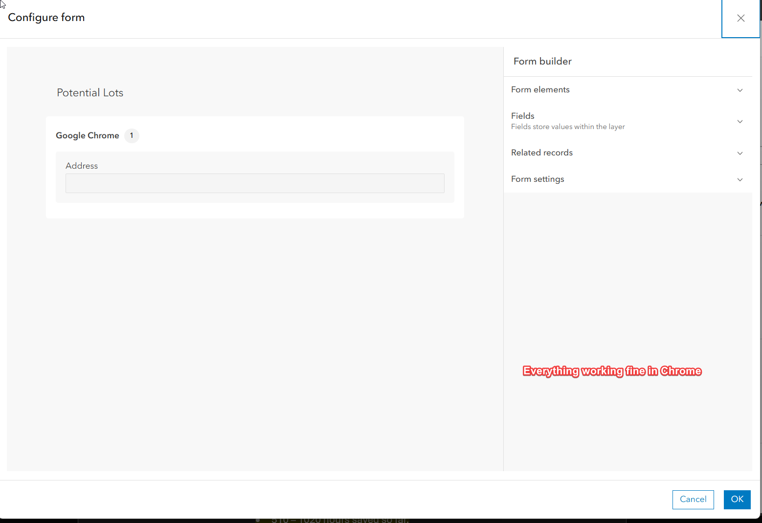 Solved: AGOL Webmap. Can't close Configure Form when using... - Esri ...