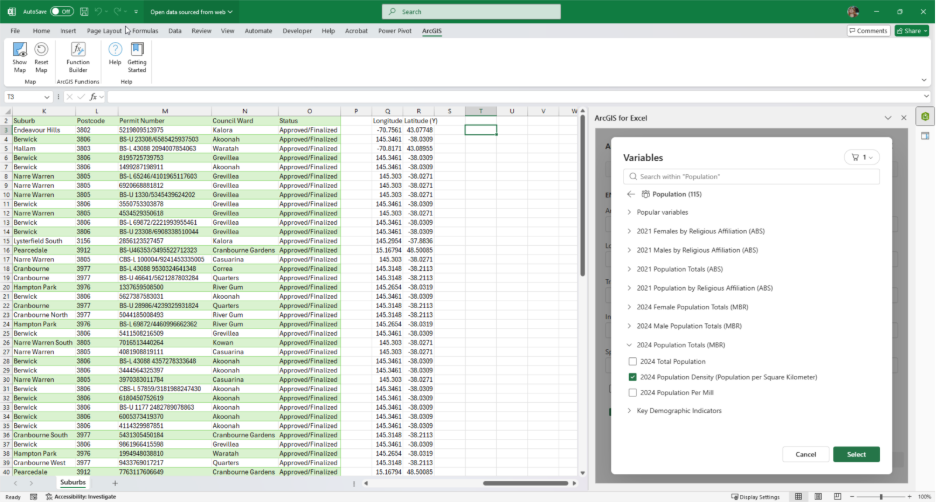 Connect to Web Data in ArcGIS for Excel - Esri Community