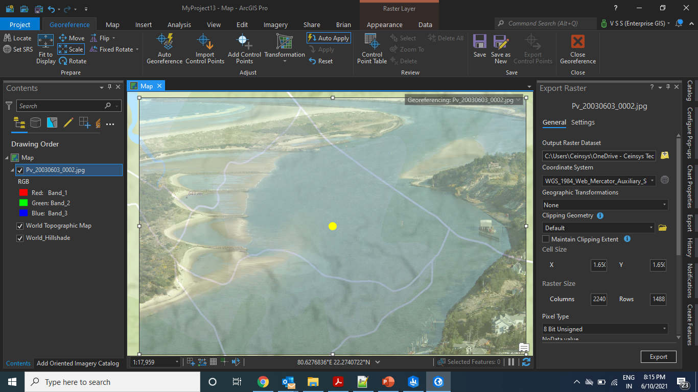 Solved: ArcGIS Pro 2.8 Georeferencing: raster (temporarily... - Esri ...