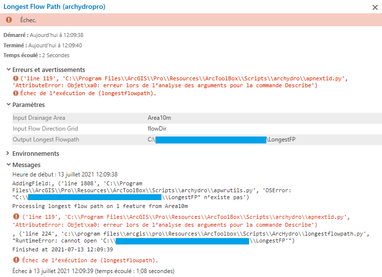Error when using Longest Flow Path tool from ArcHy... - Esri Community