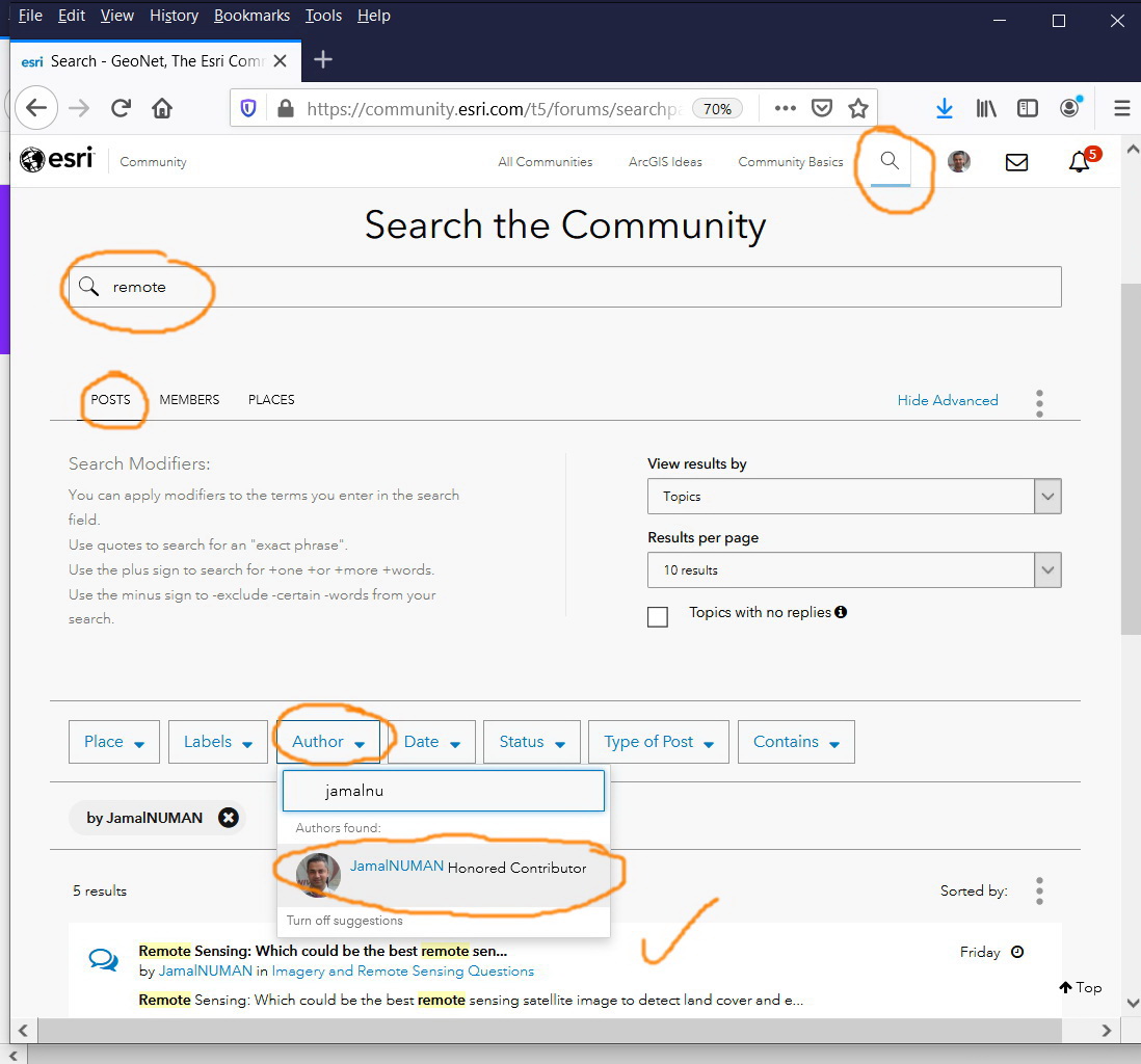 How to search and apply filters in Esri Community - Esri Community