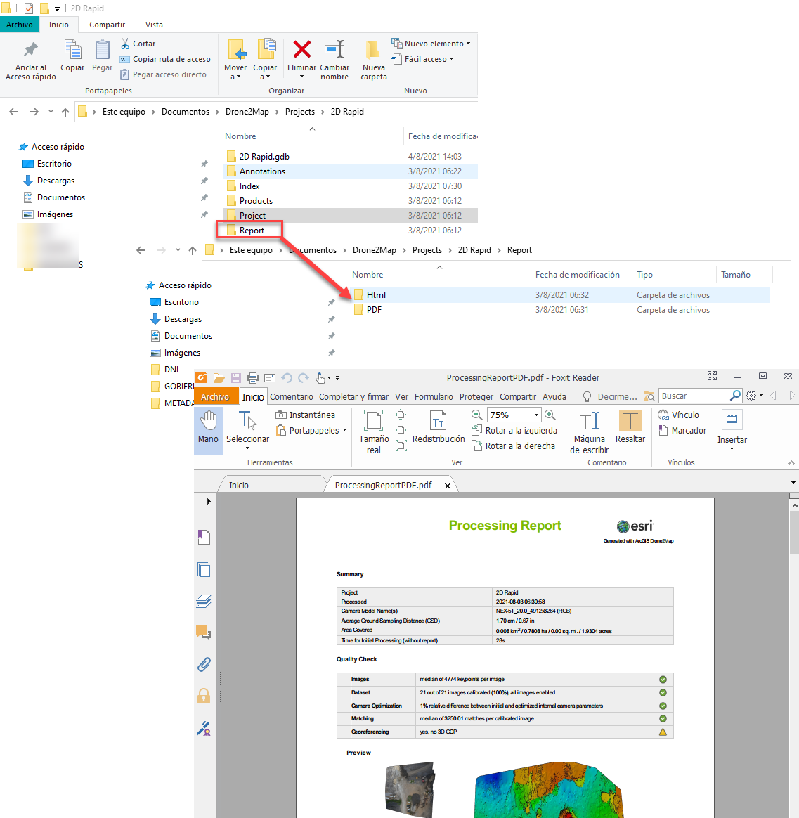 Drone2Map processing report export - Esri Community