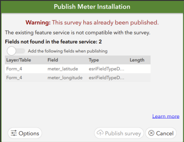 Solved: THE EXISTING FEATURE SERVICE IS NOT COMPATIBLE WIT... - Esri ...