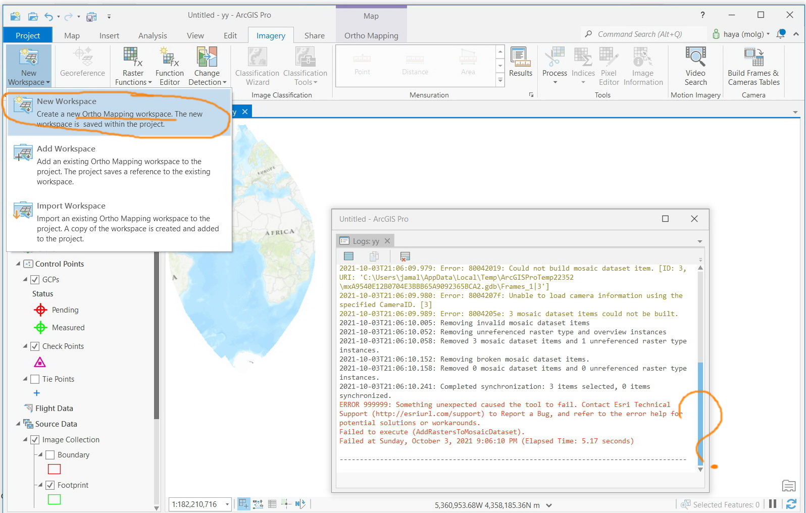 ArcGIS Pro 2.8.2: Creating “ortho mapping” fails, - Esri Community
