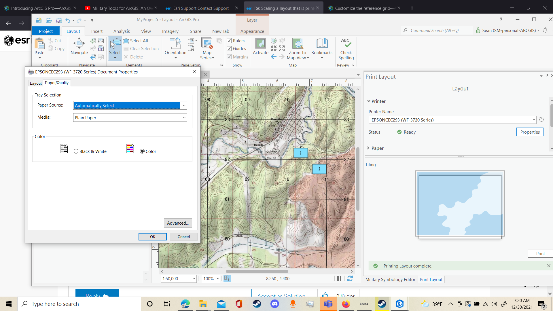 Scaling a layout that is printed on a transpancey ... - Esri Community
