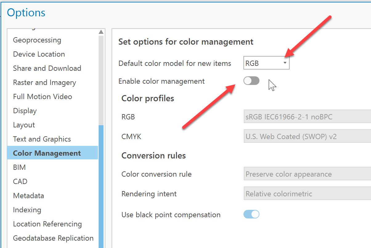 Solved: CMYK raster in ArcGIS Pro defaults to RGB - Esri Community