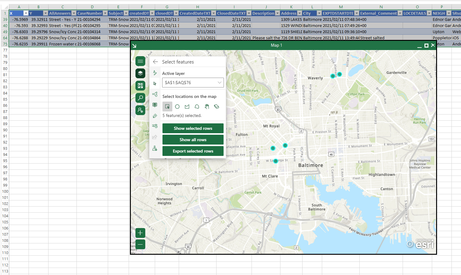 Highlight row in table from the pop up. - Esri Community